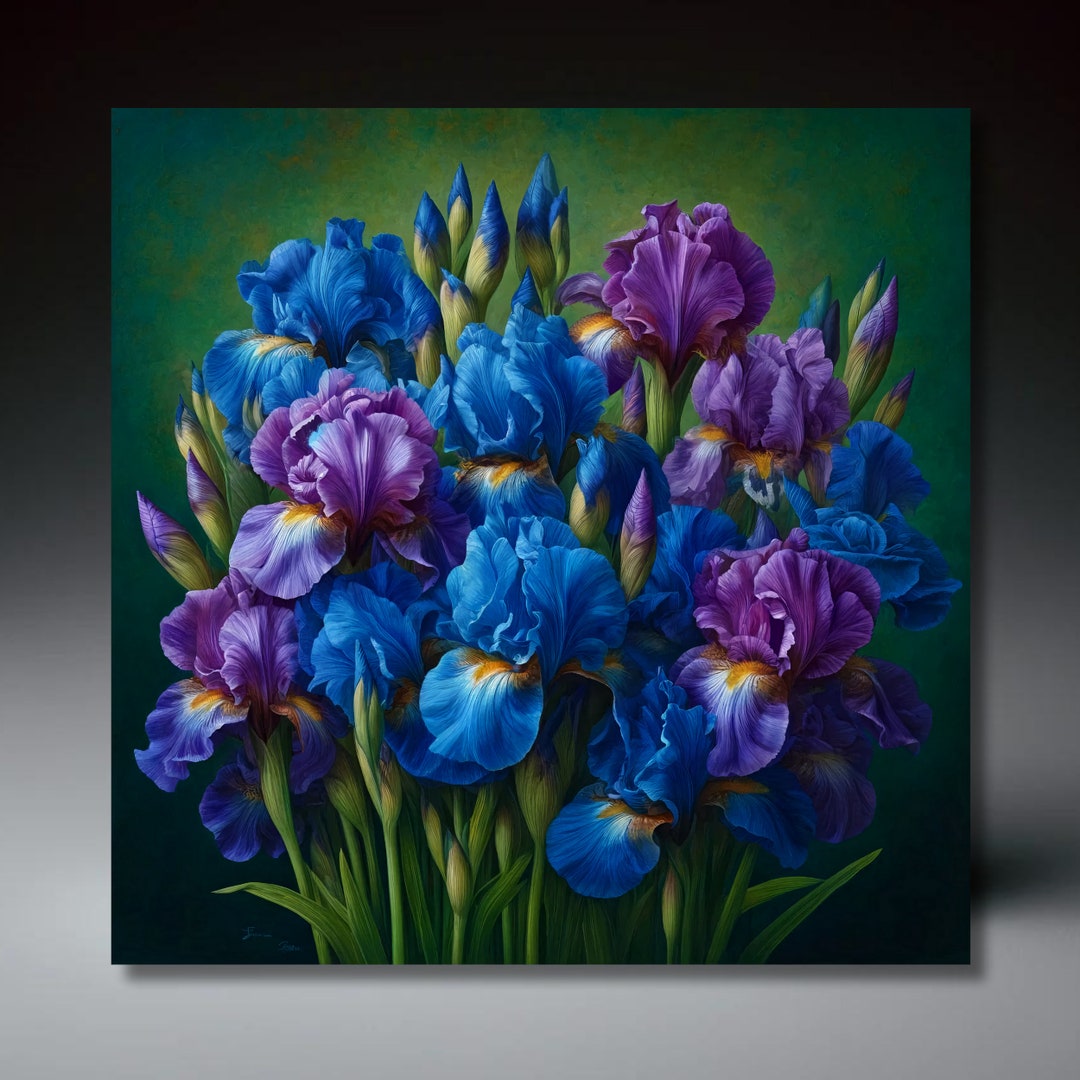 Iris Bouquet Ceramic Art Tile Floral and Botanical Art Wall Decor ...