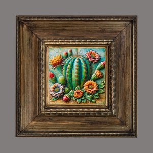 Desert Southwest Blooming Cactus Ceramic Art Tile (2) | Southwestern ...