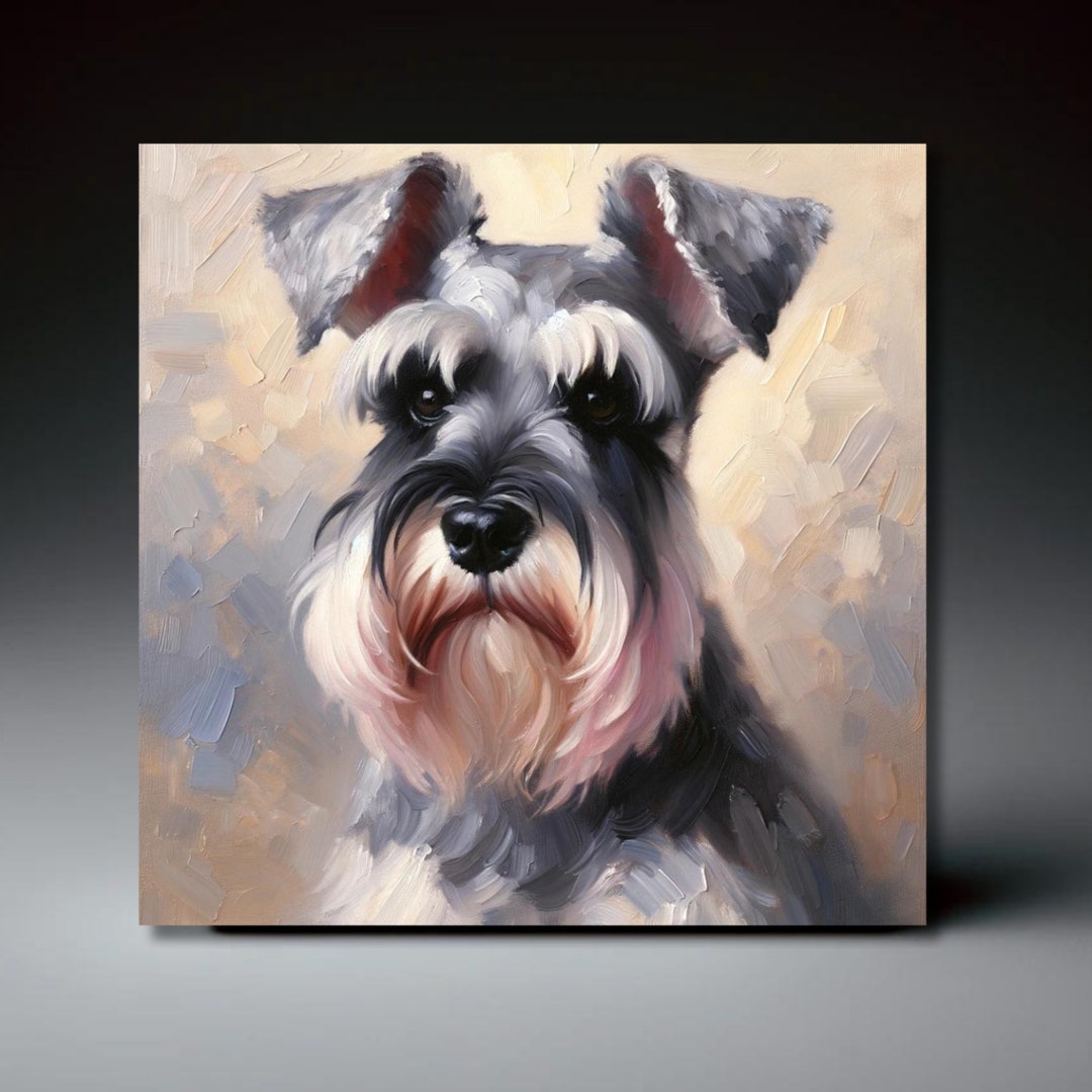 Schnauzer Ceramic Art Tile | Oil Painting Reproduction | Mini Schnauzer ...