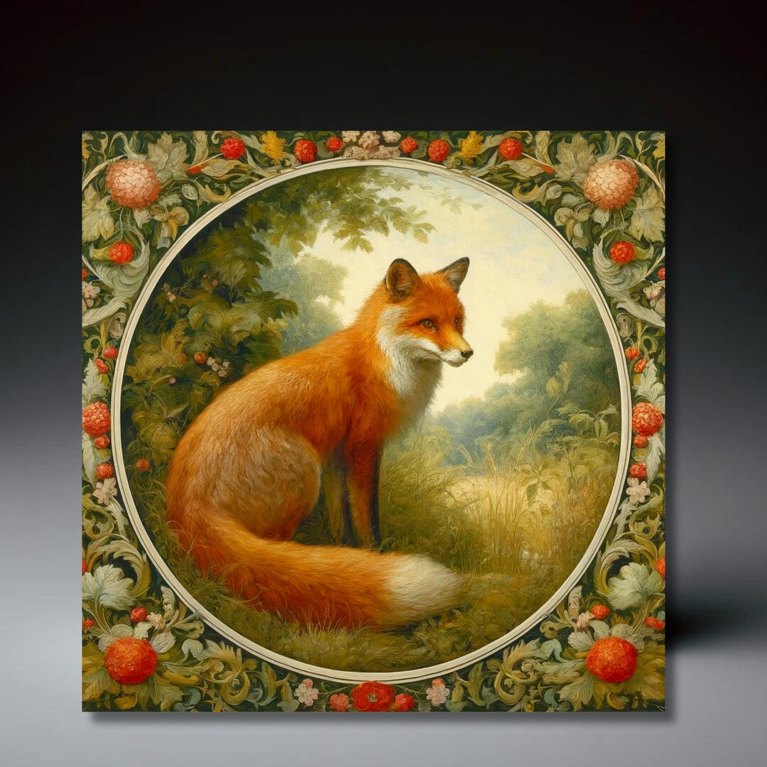 William Morris Inspired Woodland Fox Ceramic Tile | Art Nouveau | Wall ...