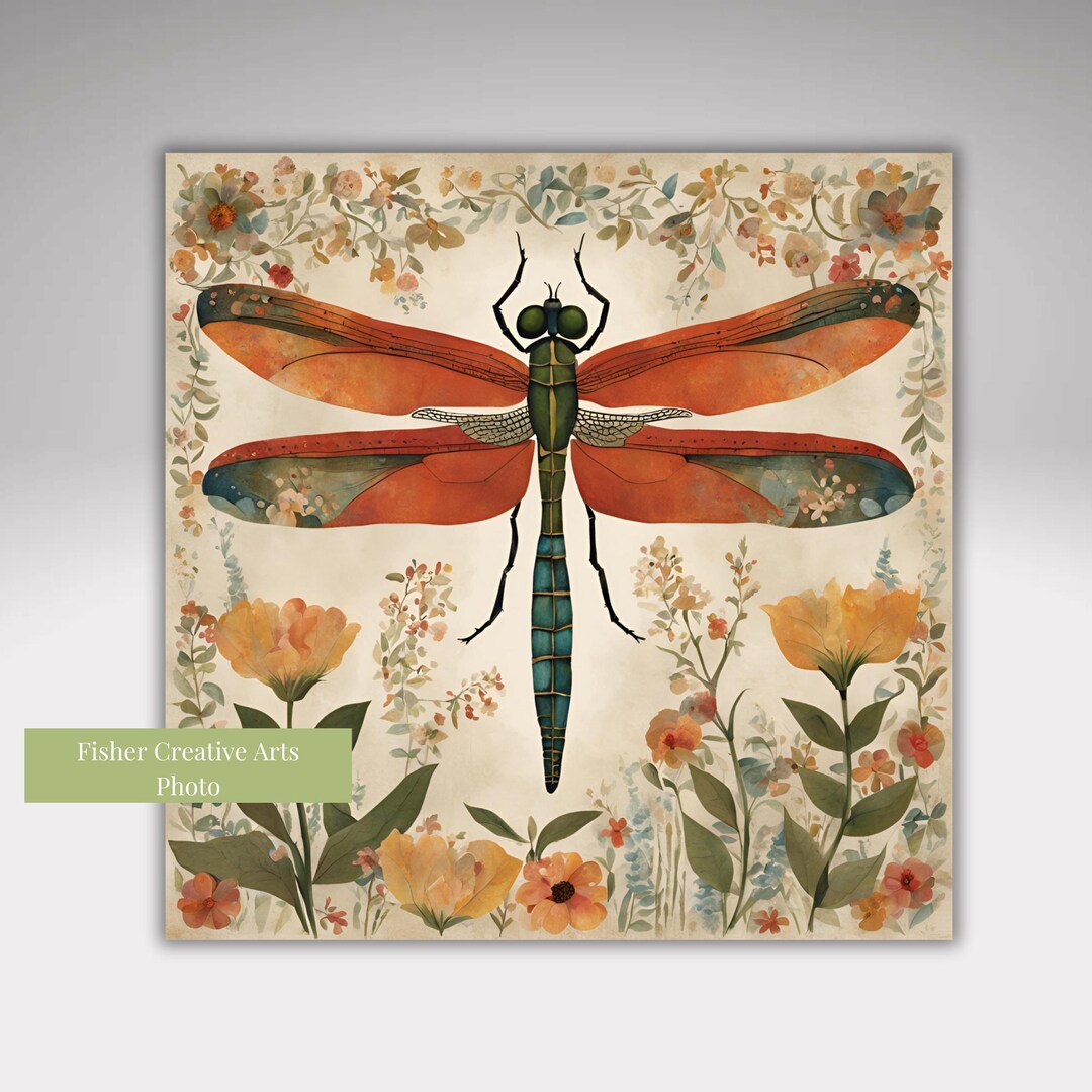 Vintage Inspired Dragonfly Ceramic Tile | Decorative Tile | Dragonfly ...