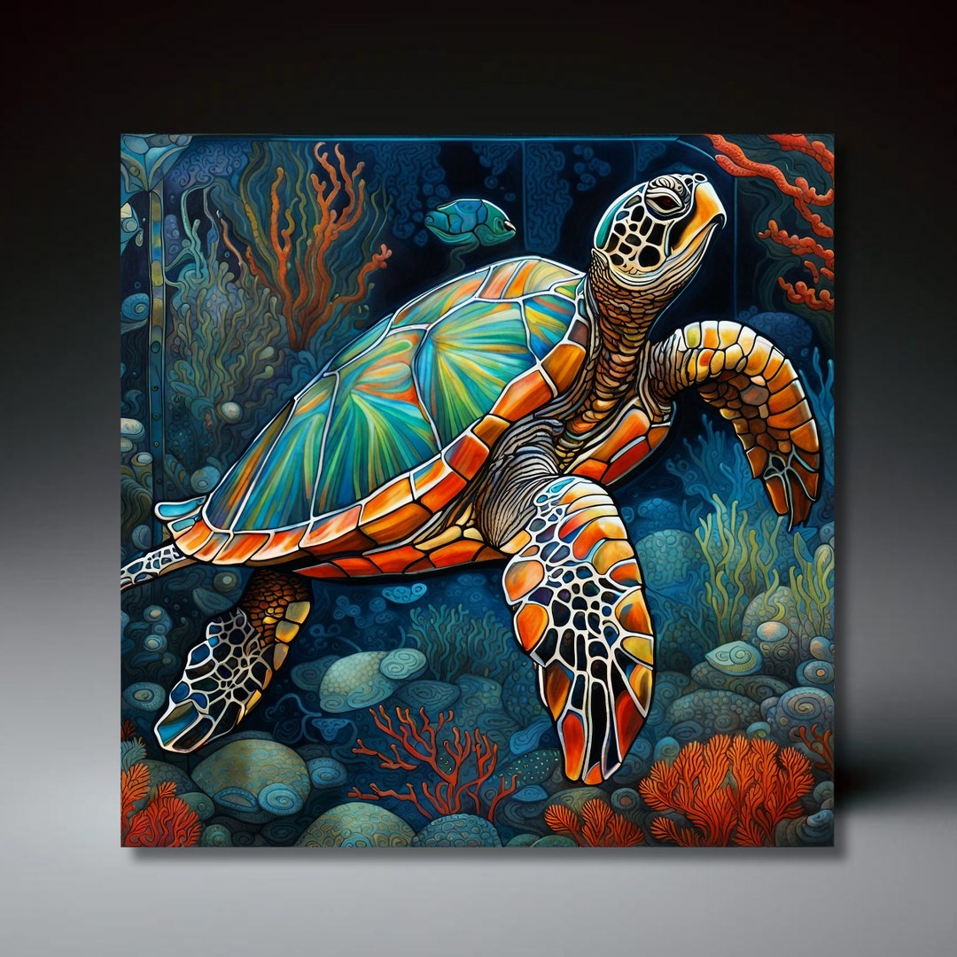 Sea Turtle Ceramic Art Tile | Coastal Wall Art | Ocean Art | Beach ...
