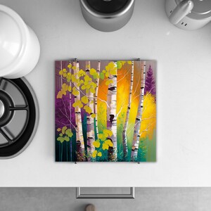 Birch Tree Ceramic Art Tile | Fall Autumn Decor | Trivet Spoon Rest ...