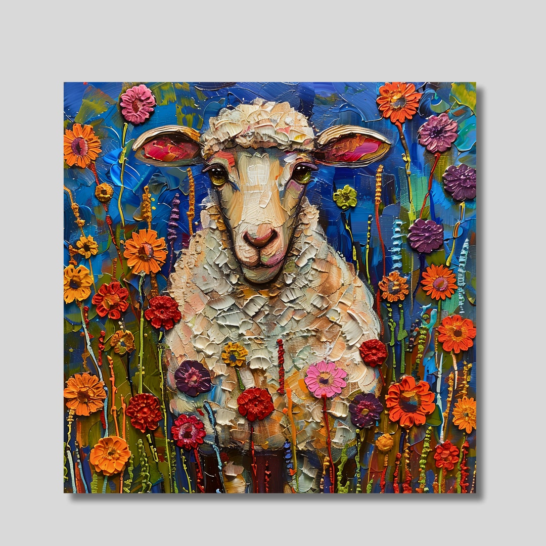 White Sheep Ceramic Tile | Kitchen Decor | Farmhouse Decor | Folk Art ...