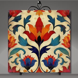 Botanical Floral Ceramic Tile | Decorative Tile | Wall Art | Unique ...