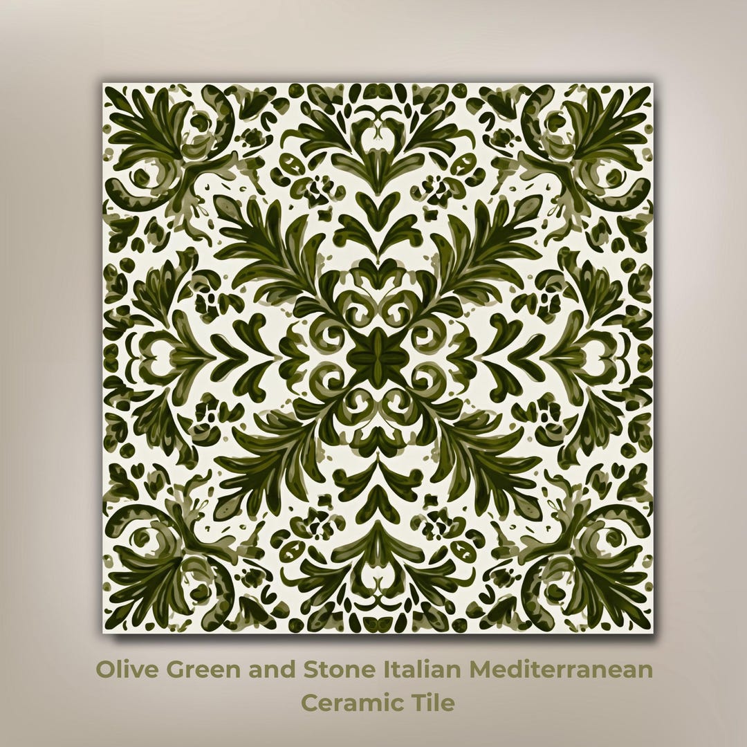 Olive Green Italian Tile | Mediterranean Kitchen Backsplash | Green ...