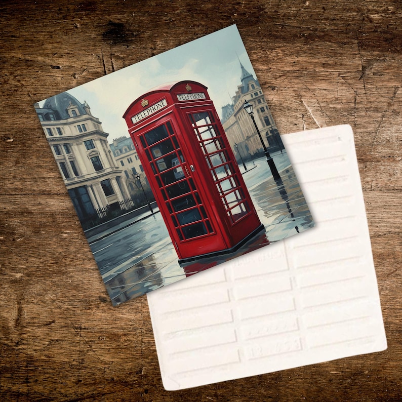 London Red Phone Booth Ceramic Tile | British Telephone Box Art | UK ...