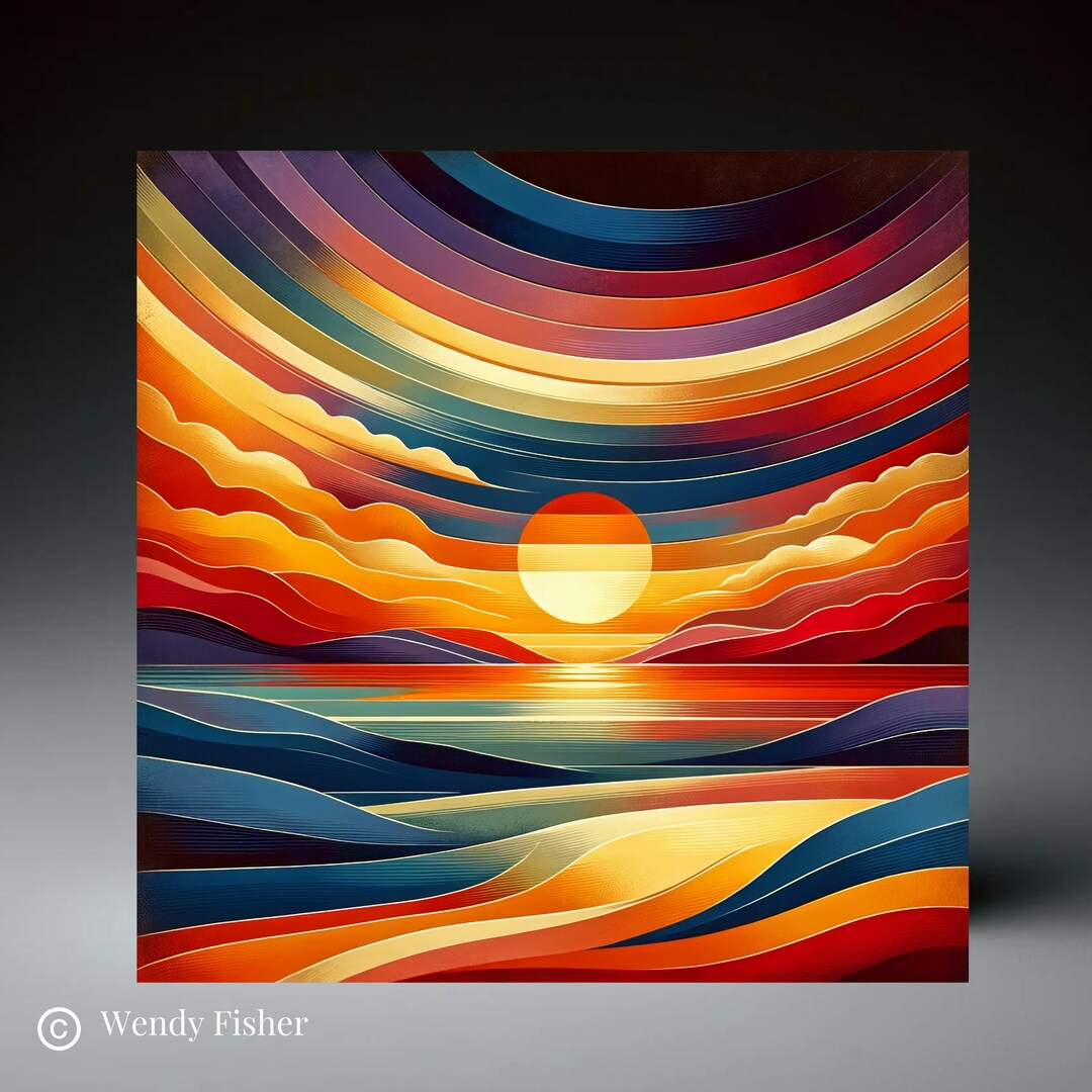 Abstract Expressionism Sunset Modern Art Tile | Home and Kitchen Decor ...