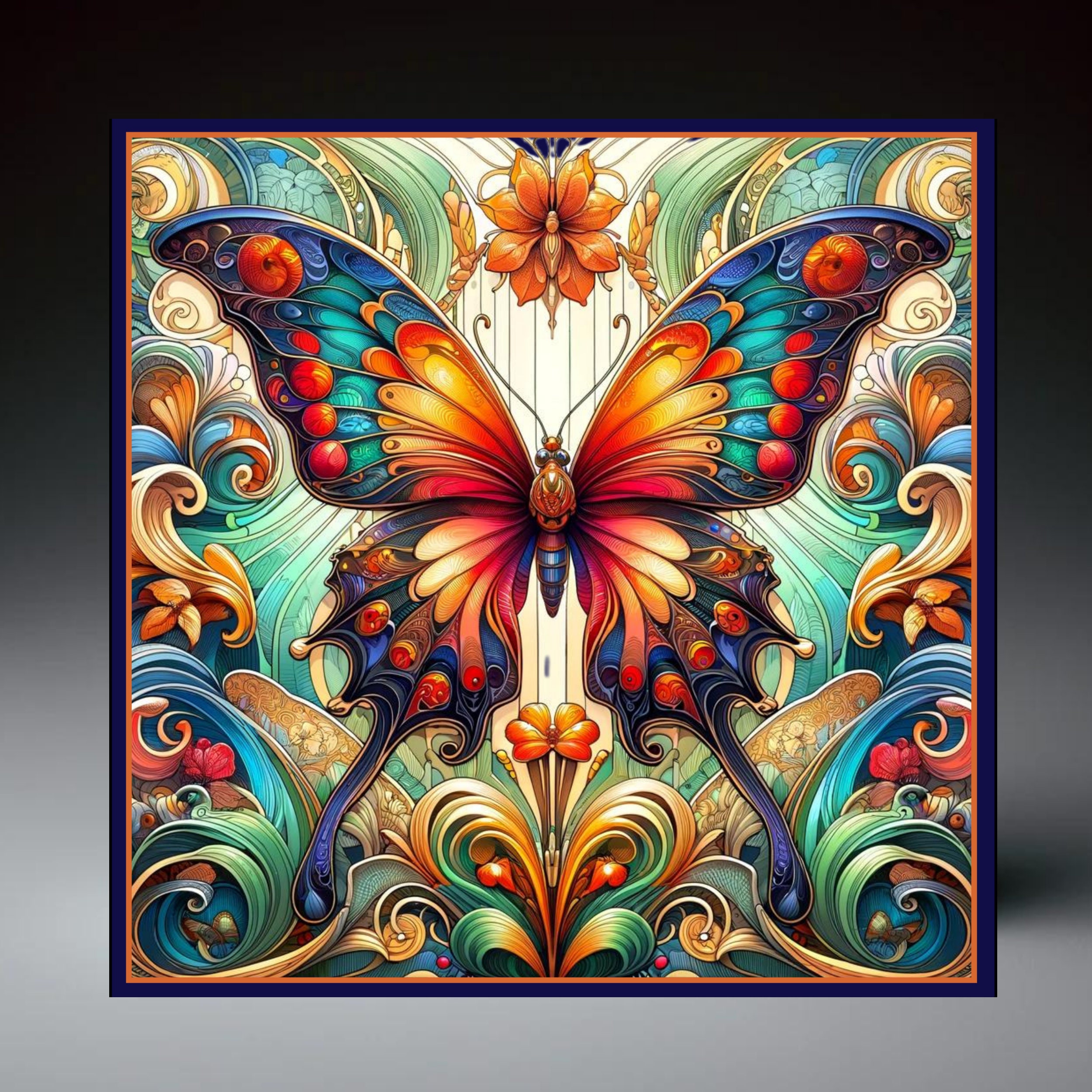 Colorful Butterfly Art Nouveau Ceramic Art Tile Butterfly Art Wall Art ...