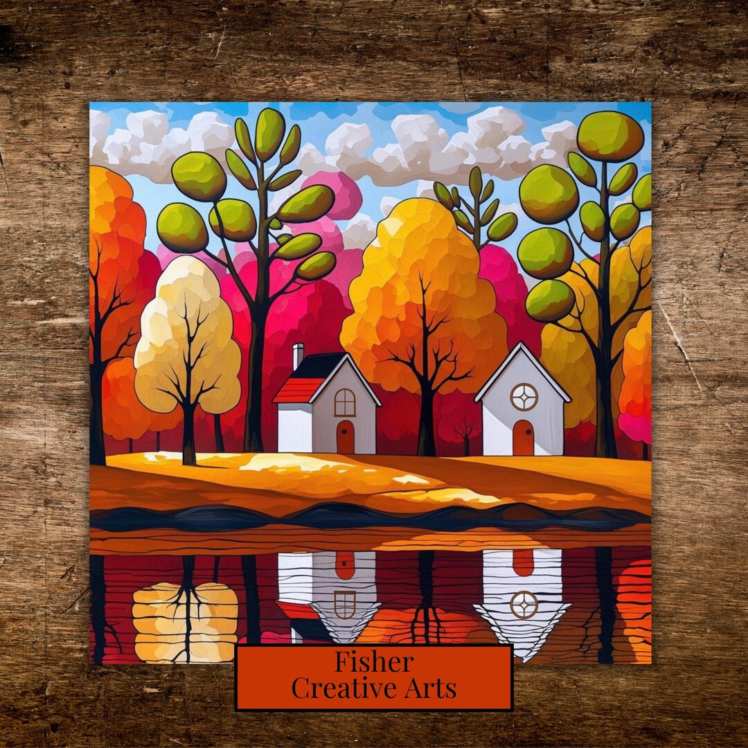 Fall Folk Art Ceramic Tile: Thanksgiving Decor, Nature Art - Etsy