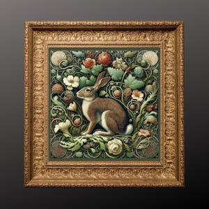 William Morris Inspired Woodland Rabbit Ceramic Tile | Art Nouveau ...