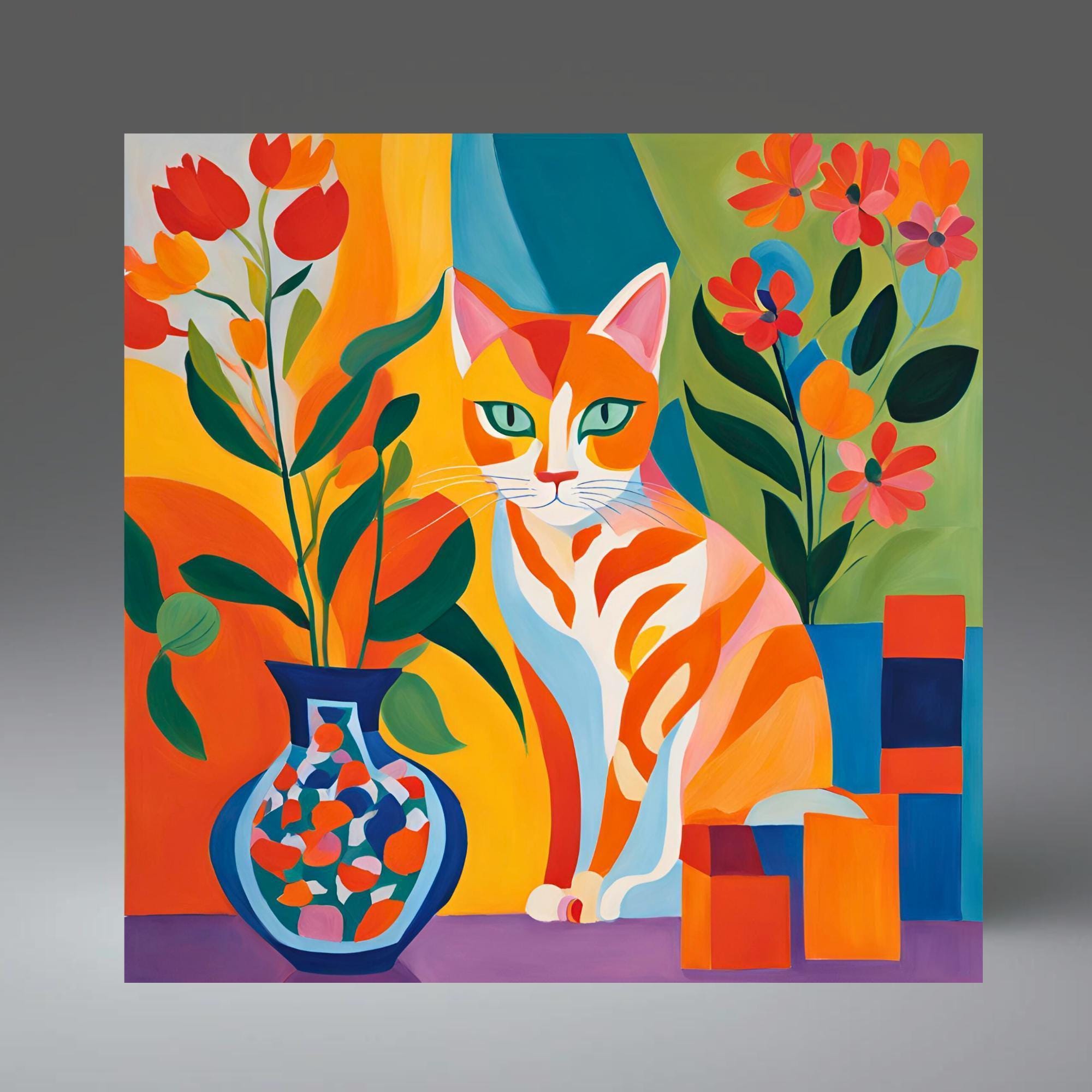 Matisse Inspired Orange Tabby Cat Ceramic Tile | Ginger Marmalade Cat ...