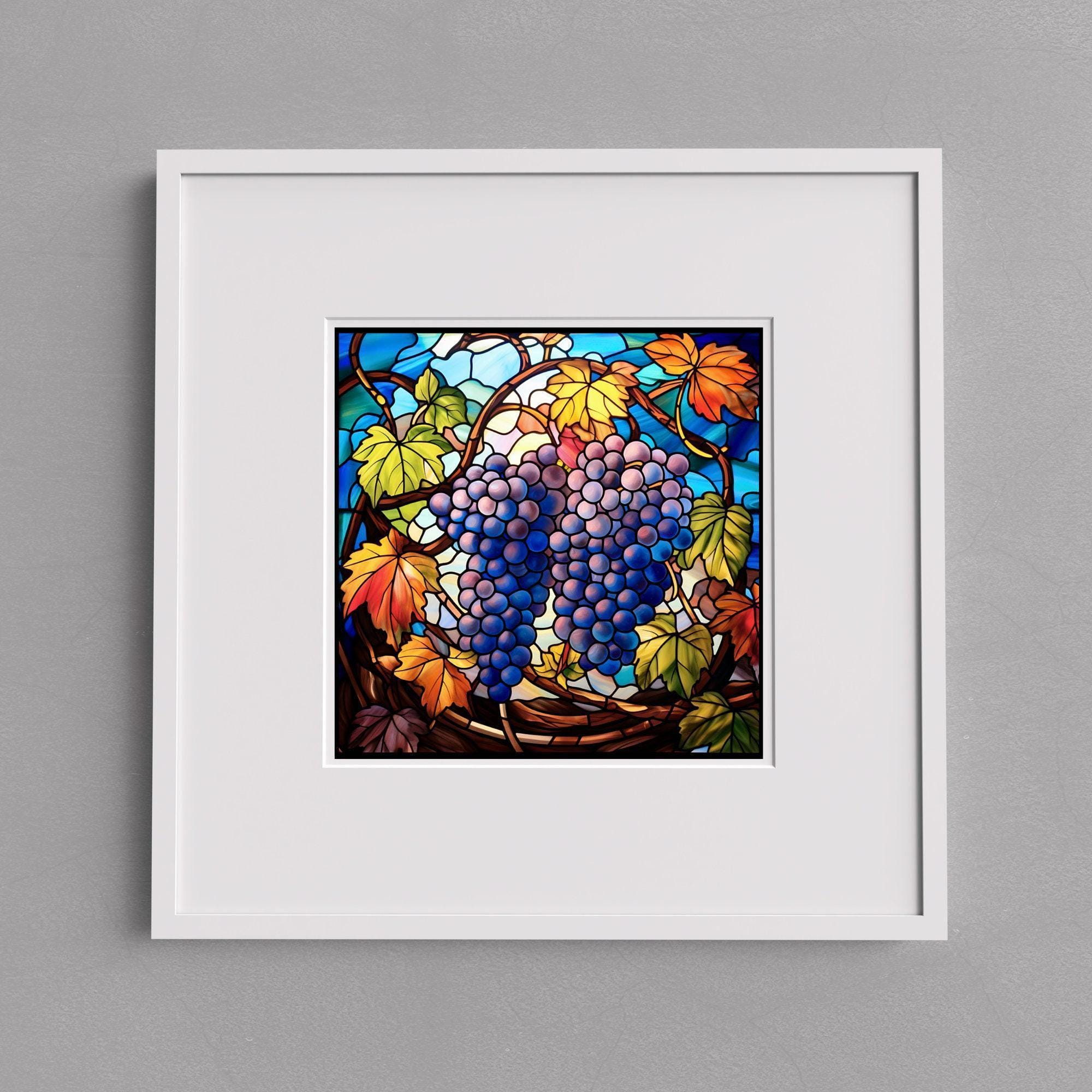 Vineyard Grapes Ceramic Art Tile | Stained Glass Look Ceramic Tile ...