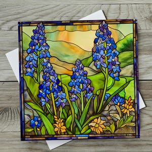 Texas Bluebonnets Ceramic Tile | Stained Glass Look | Gift for Flower ...