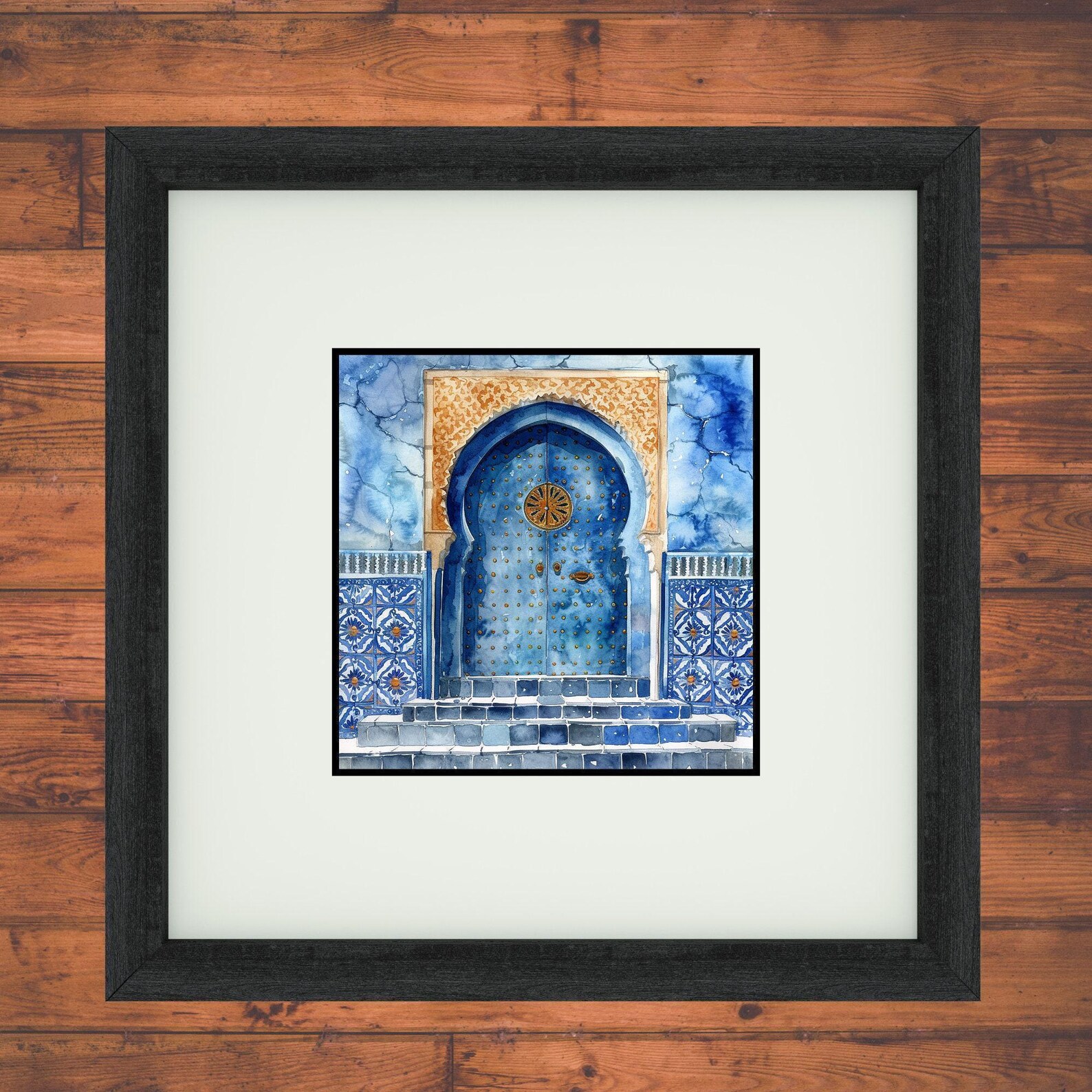 Watercolor Blue Moroccan Door Ceramic Tile | Unique Home Decor ...