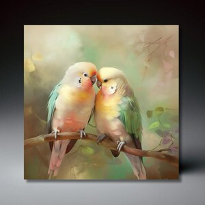 Peach Faced Lovebirds Ceramic Art Tile | Rosy Faced Lovebirds ...
