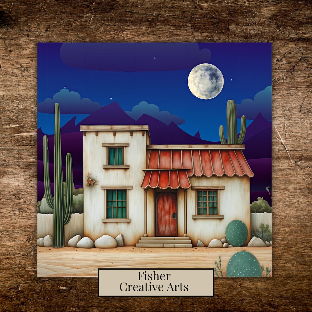 Desert Adobe House Ceramic Tile: Southwestern Art Decor, Trivet Option ...