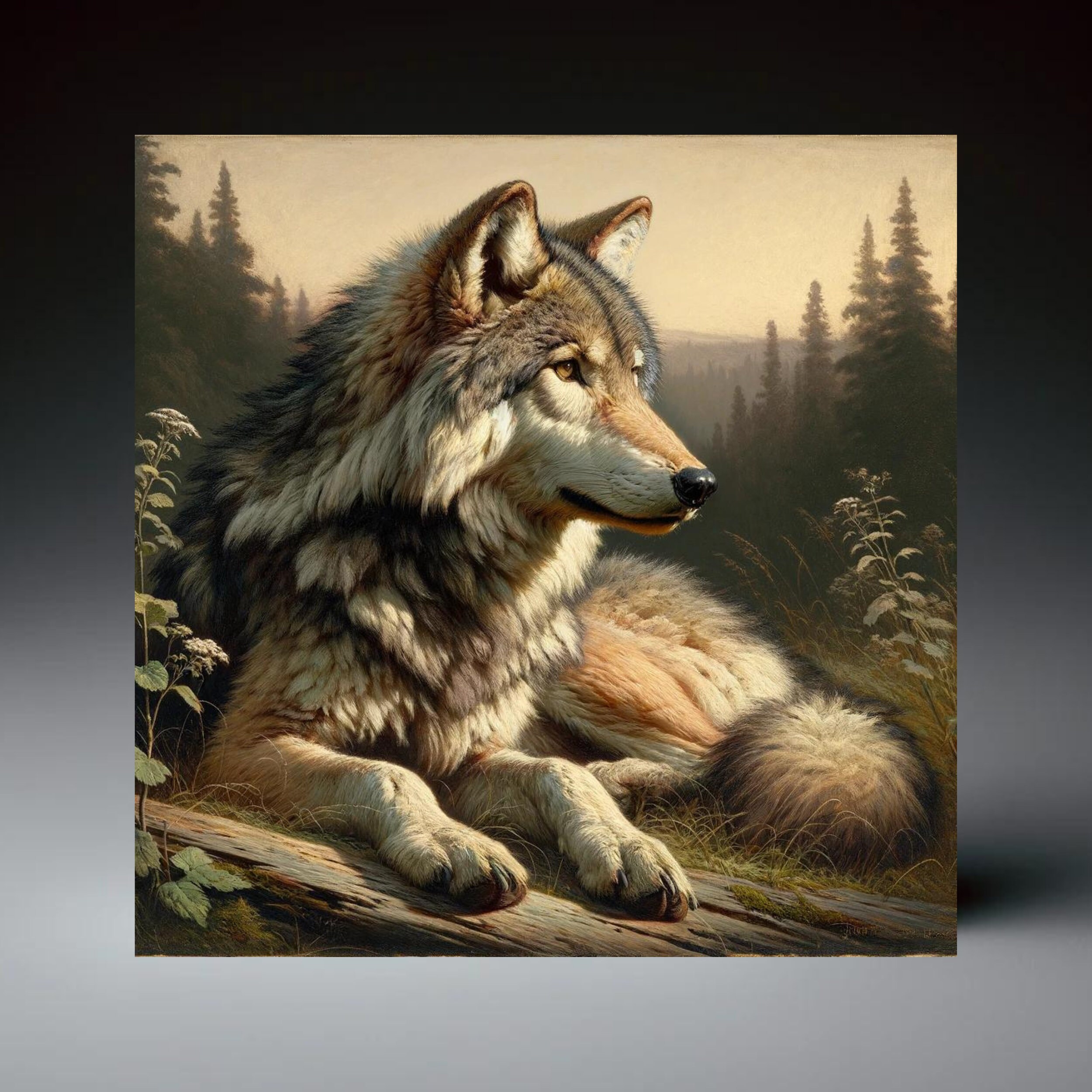 American Gray Wolf Art Tile Audubon Style Art Handmade Wildlife Art ...