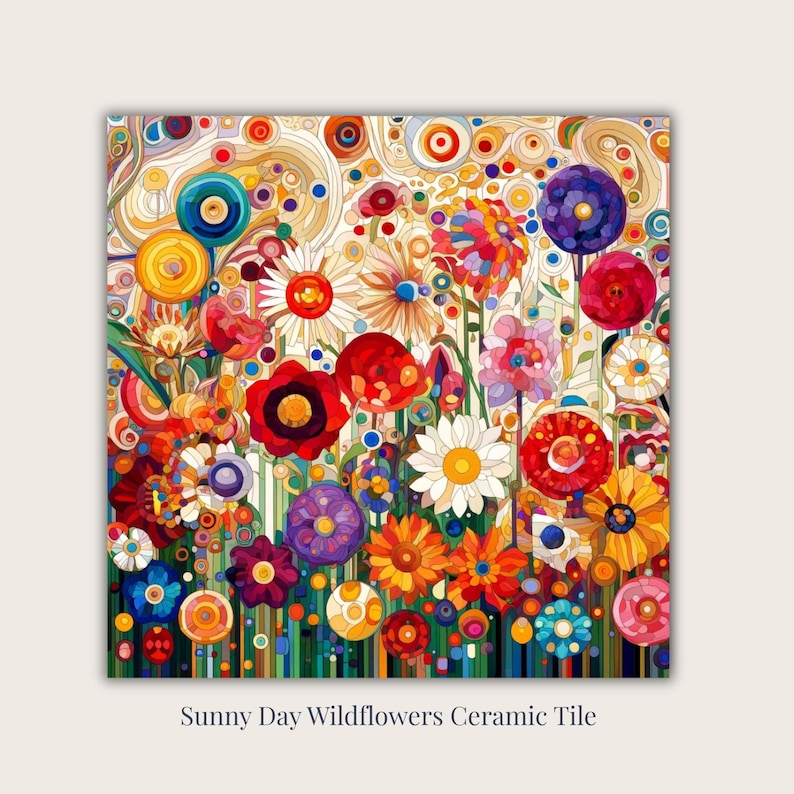 Wildflower Watercolor Ceramic Art Tile | Wall Decor | Handmade Home ...
