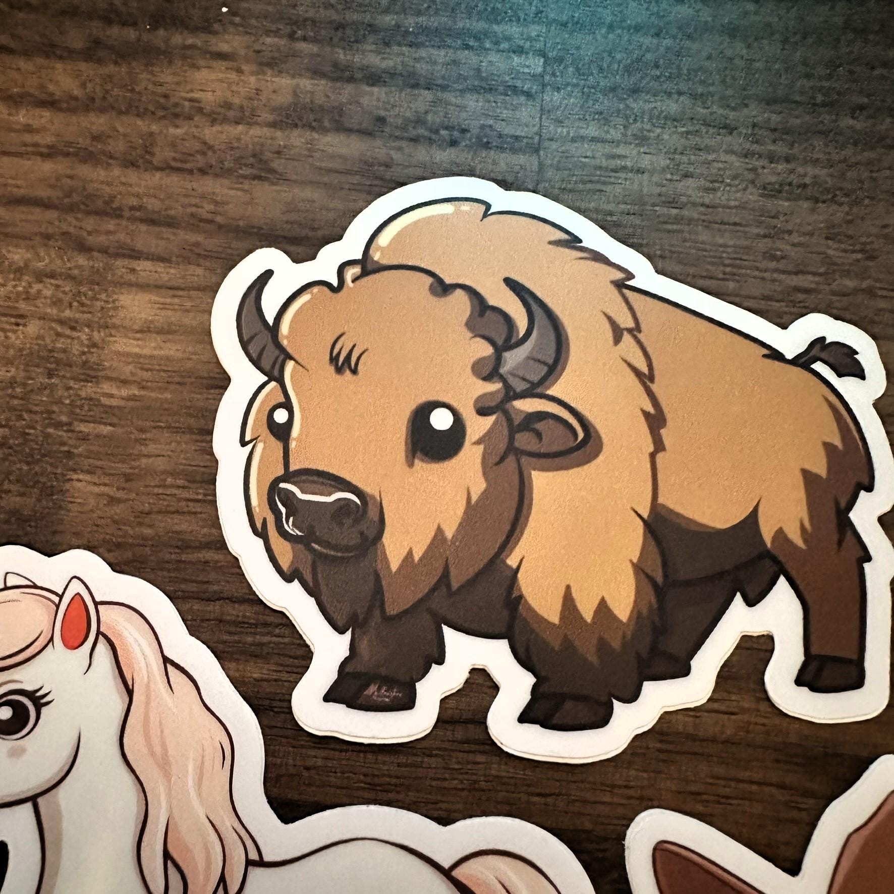 Western Sticker Pack - Bison, Horse, and Cowgirl - Cute Vinyl Stickers ...