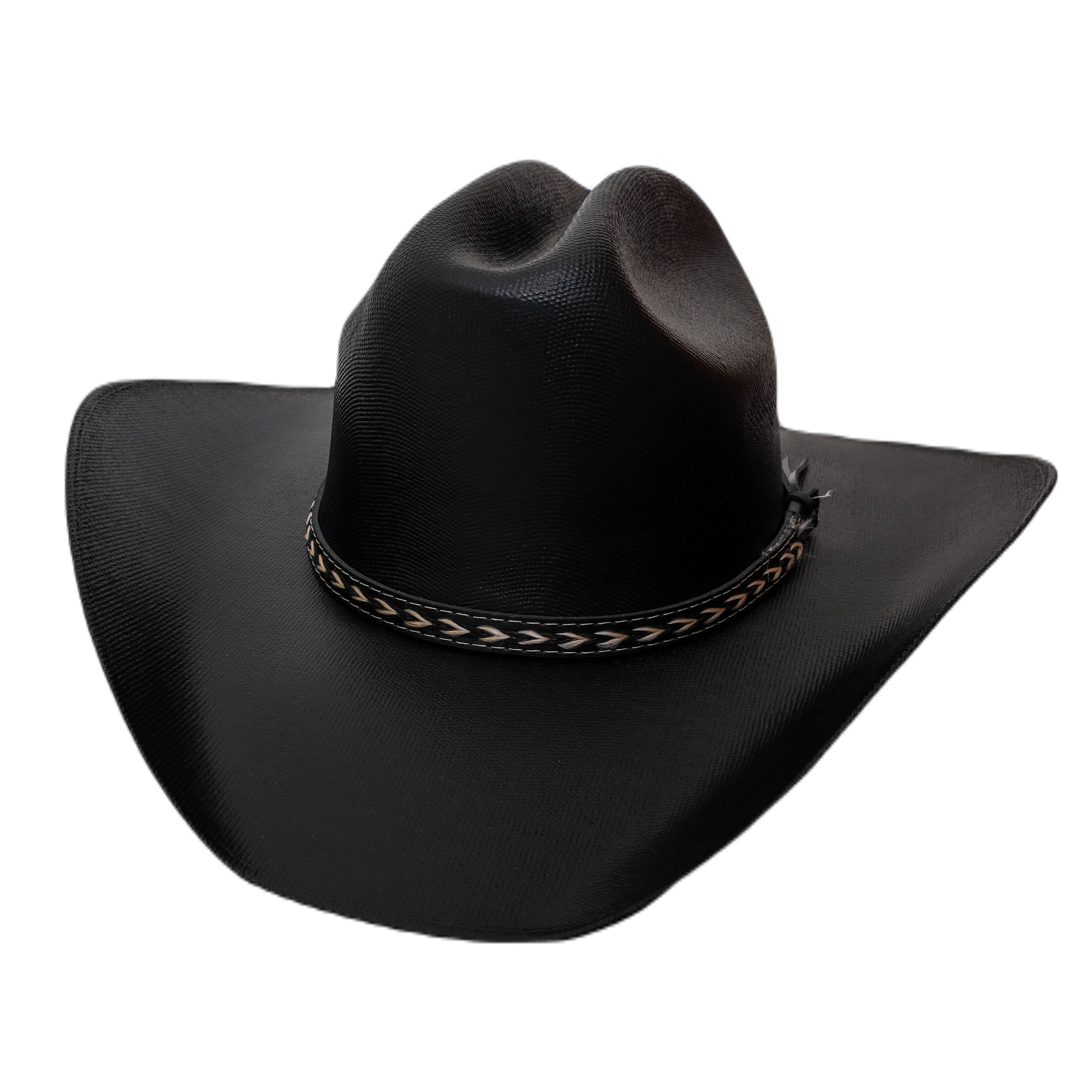 Black Cowboy Hat Handmade - Durable Palm Leaf Material - Rustic Western ...