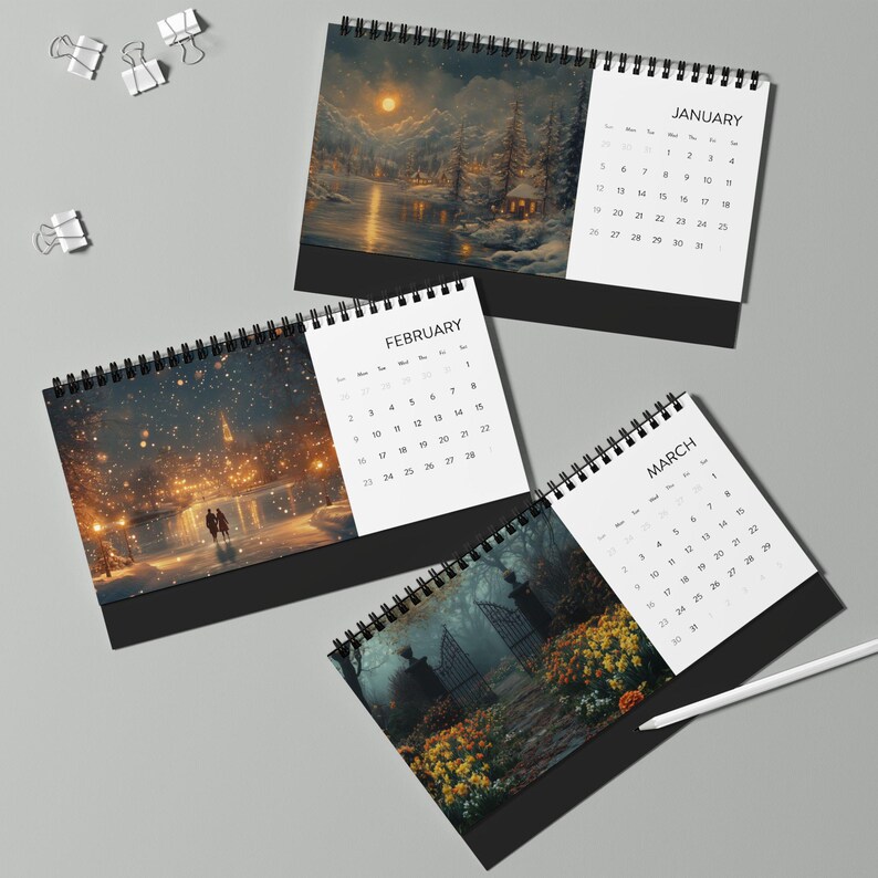 Desktop Calendar, 2025 Victorian Era Monthly Scenes, Home Office Decor ...