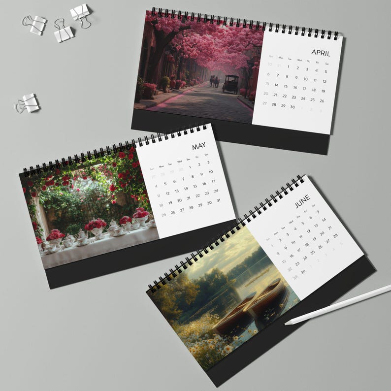 Desktop Calendar, 2025 Victorian Era Monthly Scenes, Home Office Decor ...