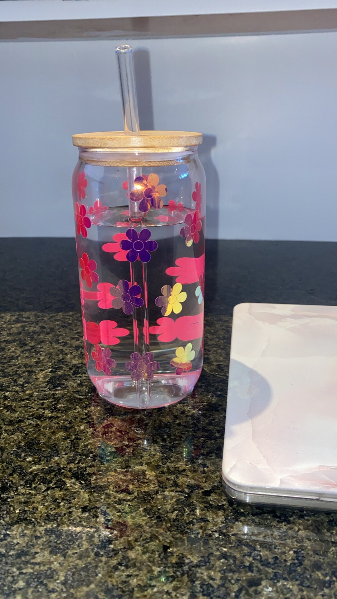 Personalized Daisy Glass Cup, Floral Can Glass,16oz Glass Tumbler ...