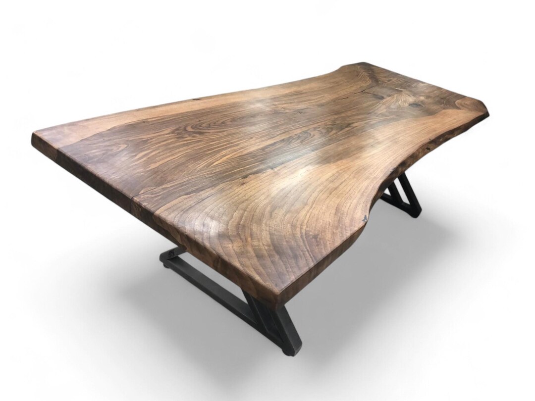 Large Live Edge Table, Naturel Solid Walnut Wood Table, Unique Table ...