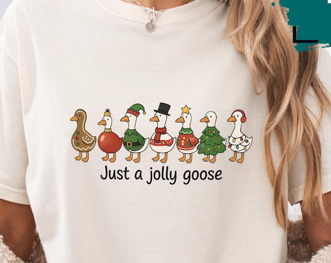 Just a Jolly Goose PNG, Funny Christmas Geese Sublimation, Santa Goose ...