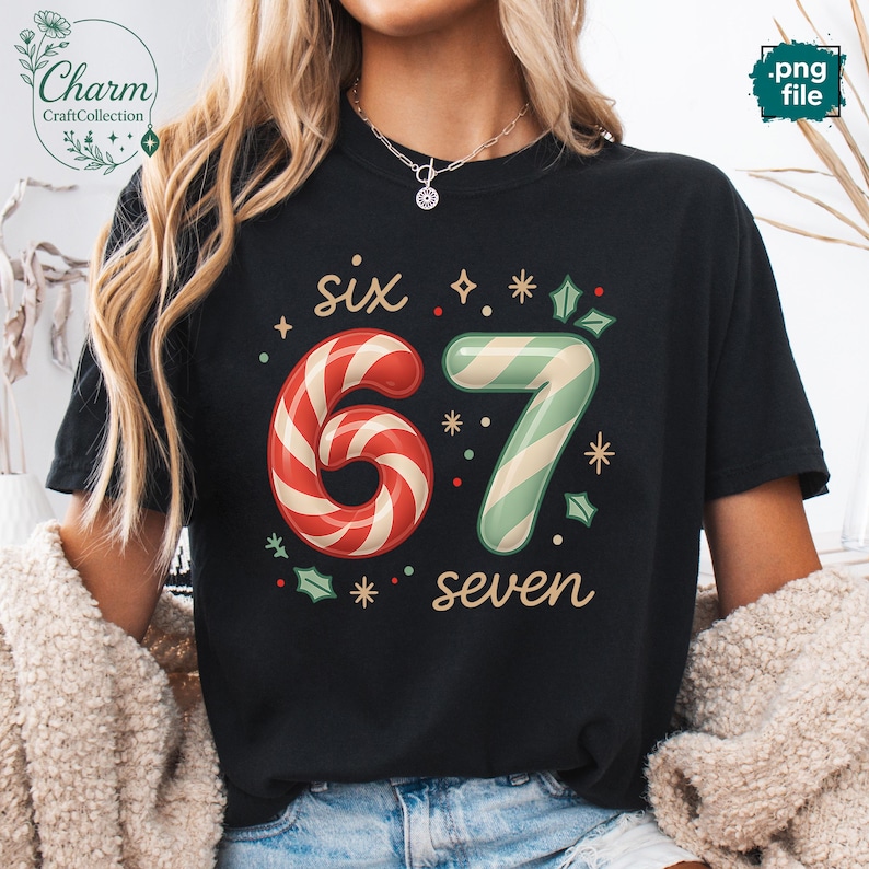 67 Christmas Meme Design Candy Cane Numbers PNG, Cute Holiday Clipart ...