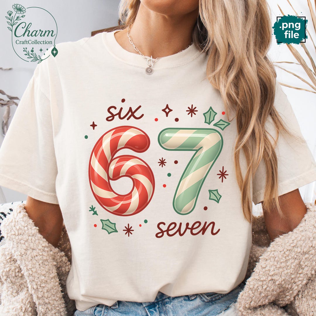 67 Christmas Meme Design Candy Cane Numbers PNG, Cute Holiday Clipart ...