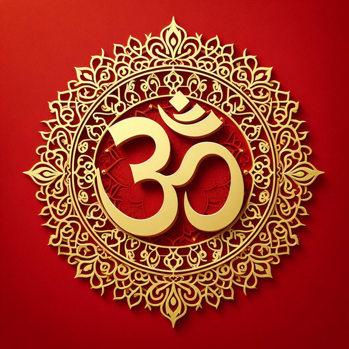 Golden Om Mandala Prints (pack of 4) Spiritual Home Decor, Greeting ...