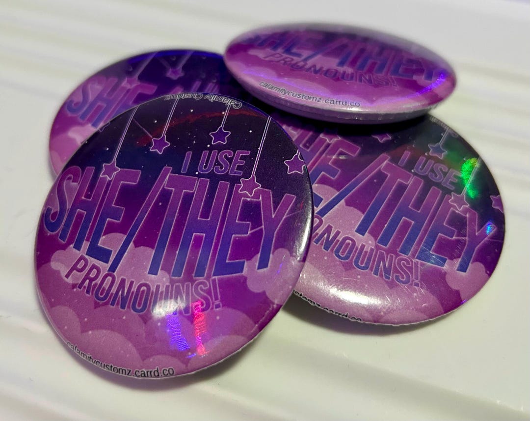 Custom Pronoun Pins With Purple Sky Design - Etsy