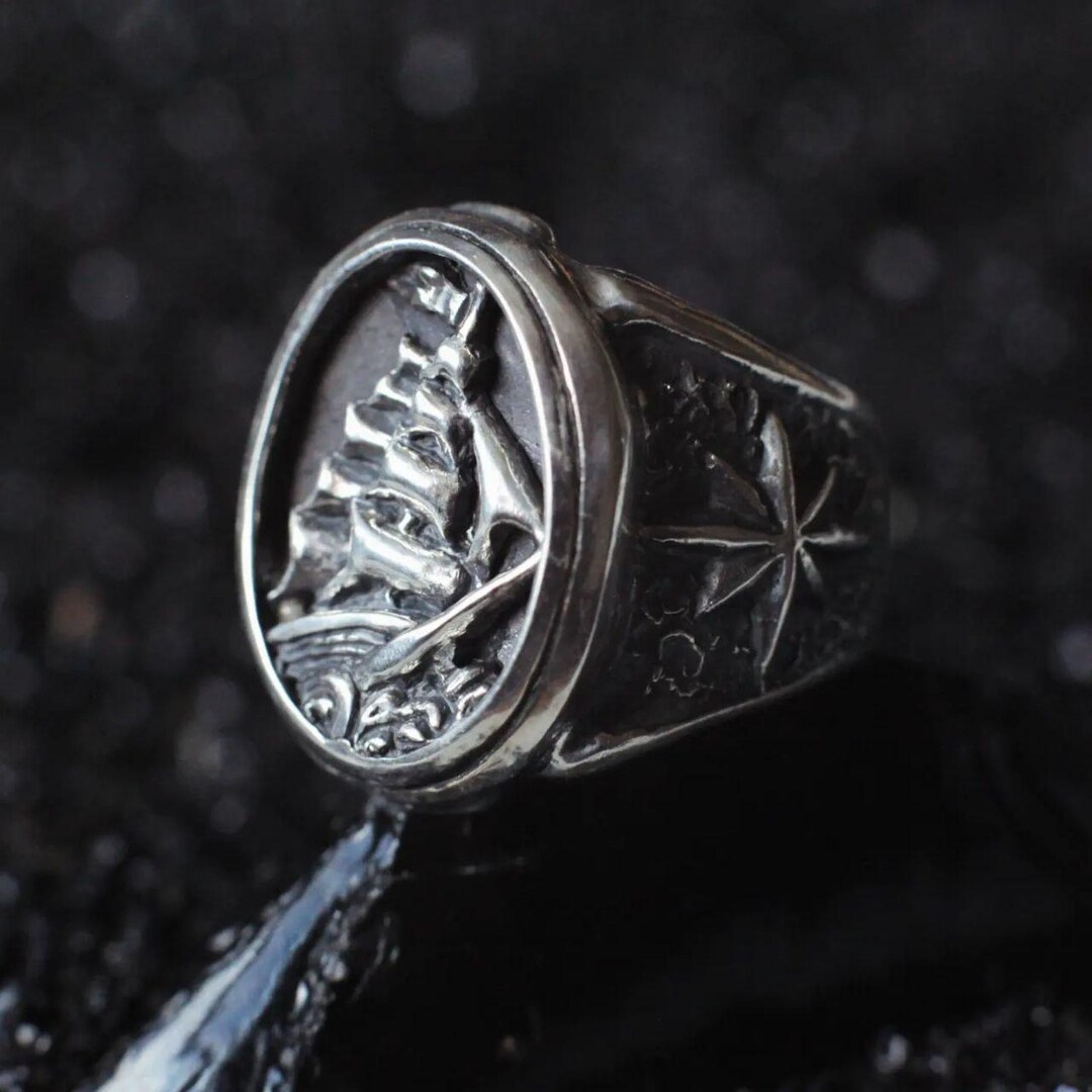 Silver Rings Mens Old School Lucky Couples Signet Captein 925 Pirates ...
