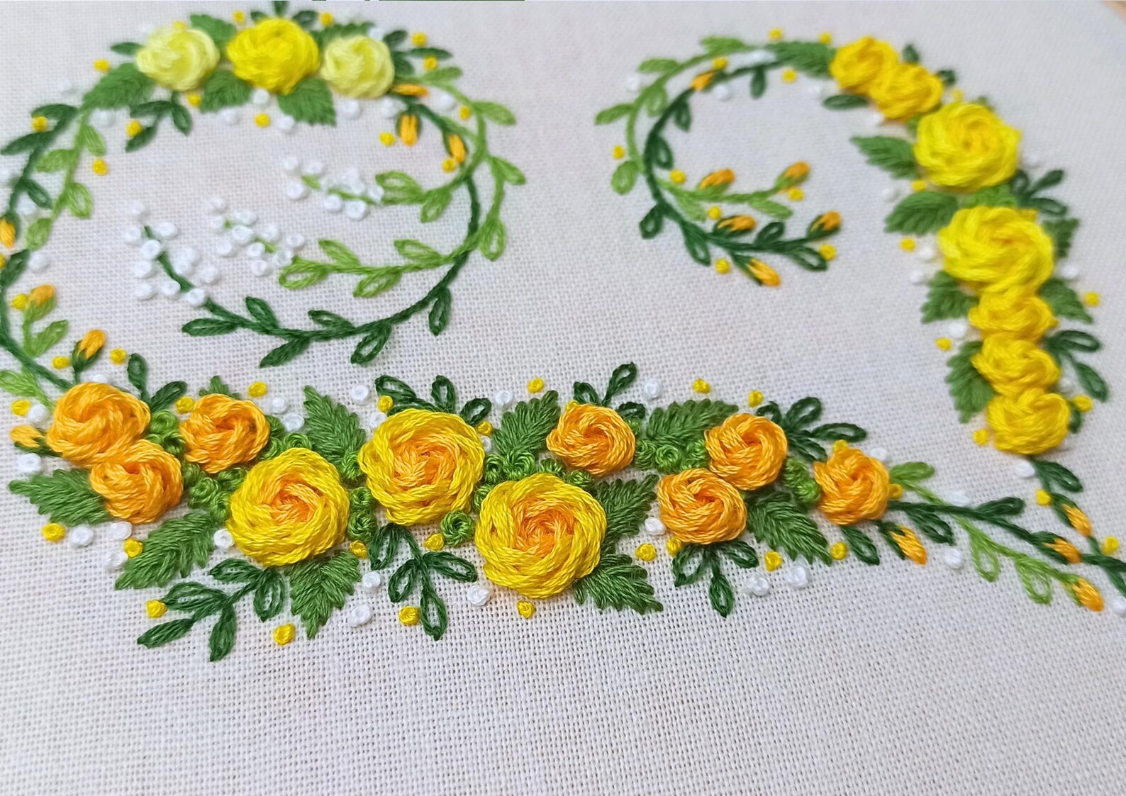 Letter 'J' Embroidery PDF Pattern - Monogram, Flower Initial, Hand ...