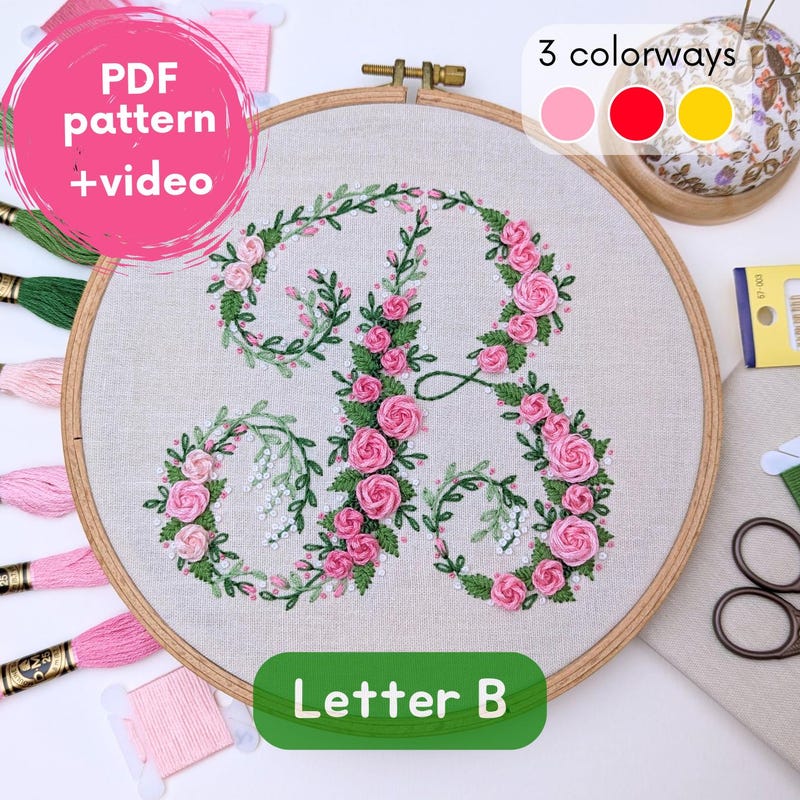 Letter B Embroidery - Etsy