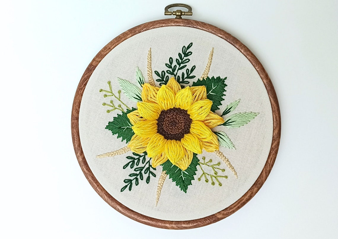 SUNFLOWER Embroidery PDF Pattern, Hand Embroidery Sunflowers Decor ...