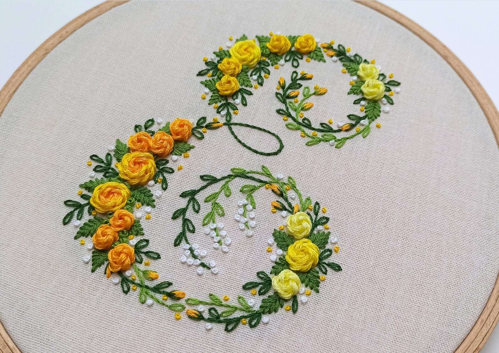 Monogram 'E' Embroidery PDF Pattern - Digital Embroidery Flower Design ...