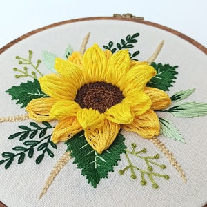 SUNFLOWER Embroidery PDF Pattern, Hand Embroidery Sunflowers Decor ...