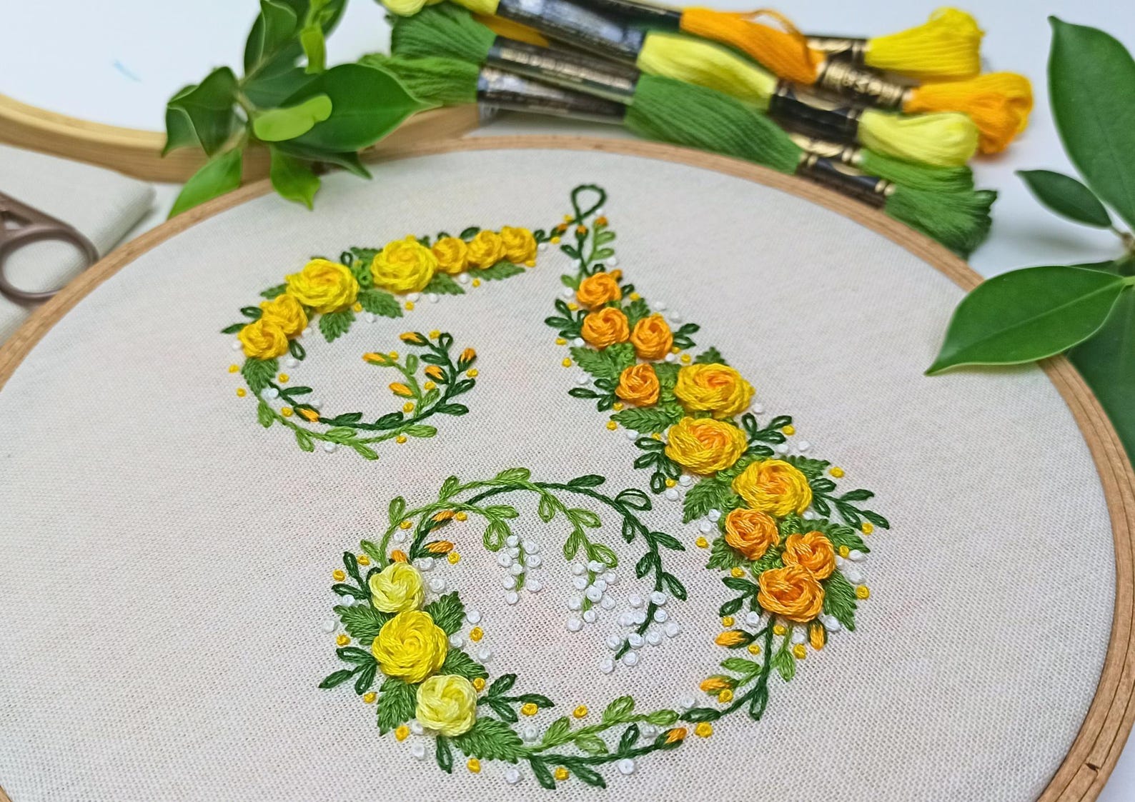 Letter 'J' Embroidery PDF Pattern - Monogram, Flower Initial, Hand ...