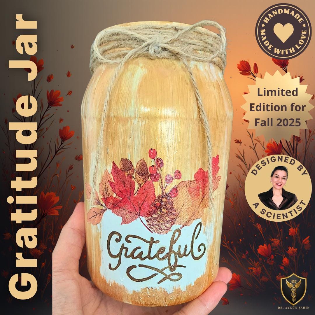 Hand‑painted Fall Gratitude Jar | Handmade Motivation Jar for Daily ...