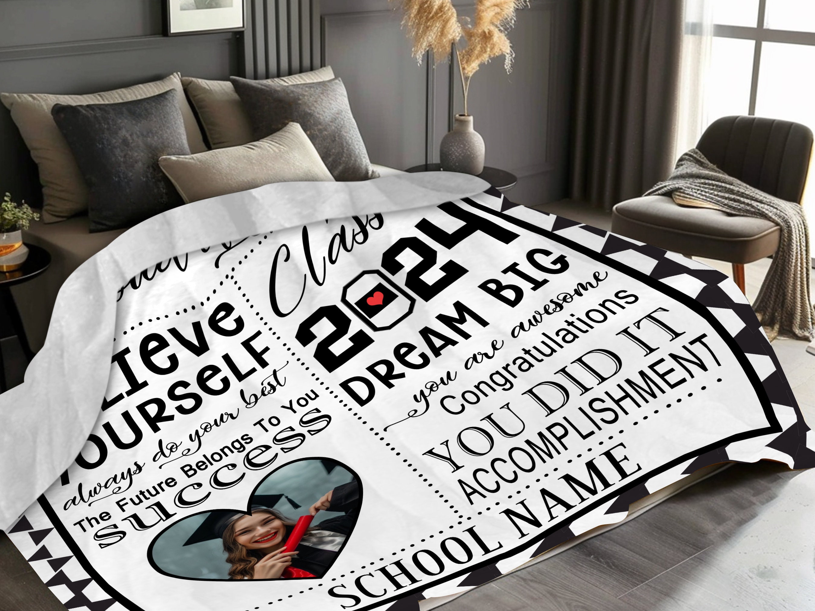 Personalized Graduate Blanket Custom Photo Blanket Personalized Class ...