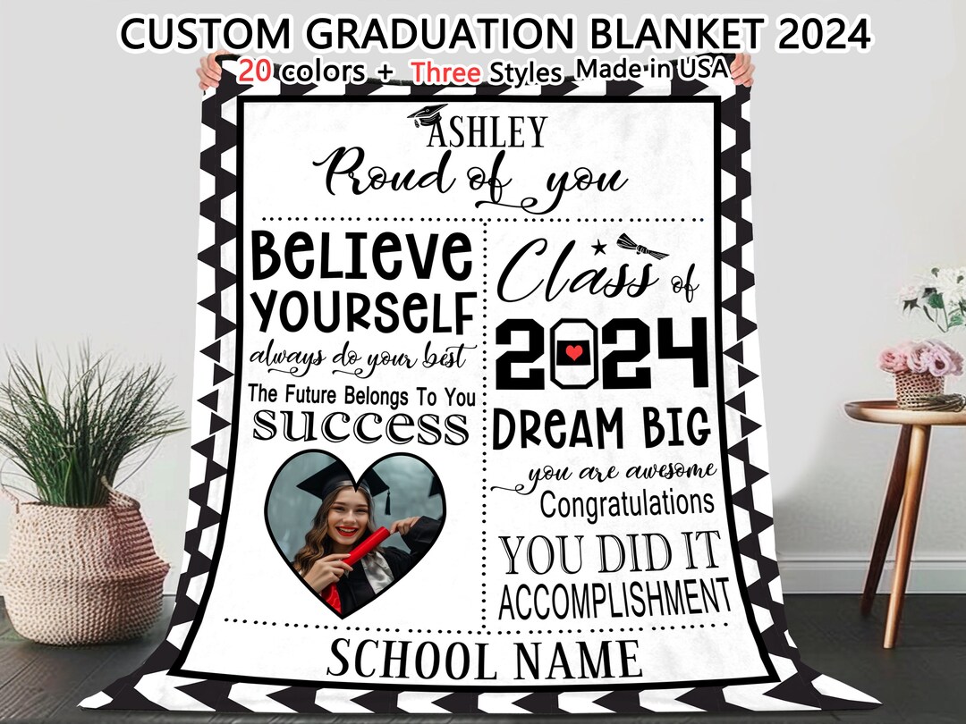 Personalized Graduate Blanket Custom Photo Blanket Personalized Class ...