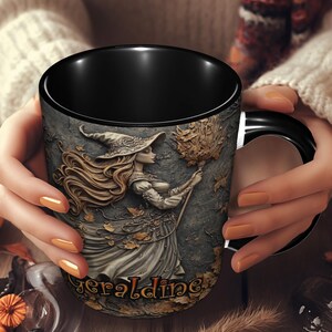 Custom Beautiful Witch Halloween Accent Mug, Personalized Wiccan Coffee ...