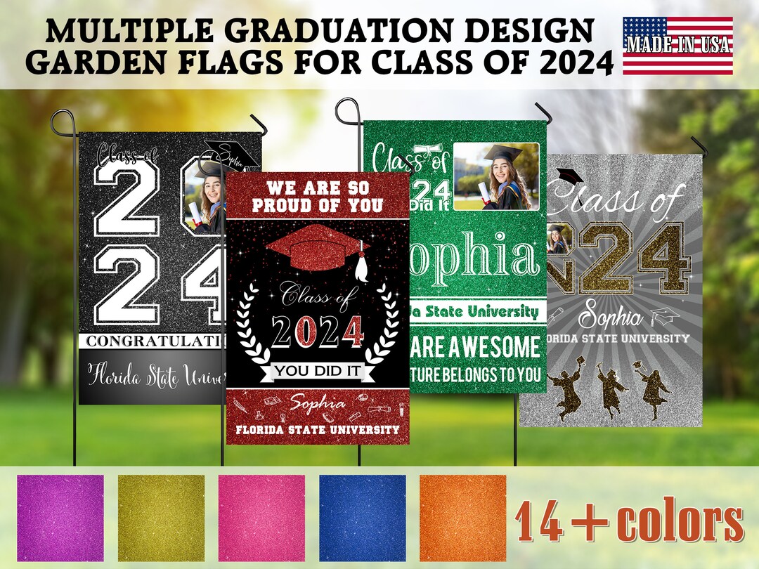 Graduation Gift for Her, Graduation Name & Photo Garden Flag ...