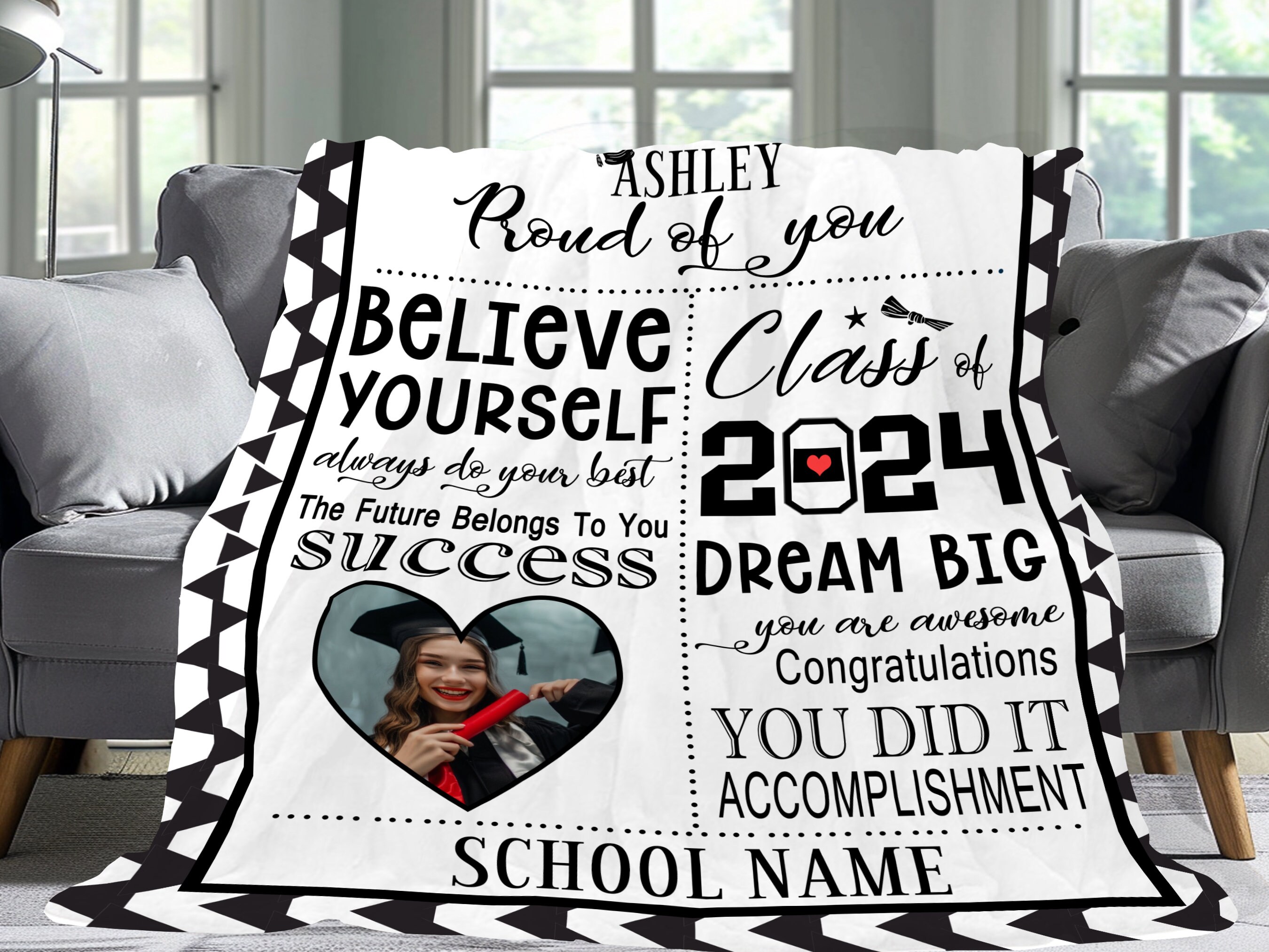 Personalized Graduate Blanket Custom Photo Blanket Personalized Class ...
