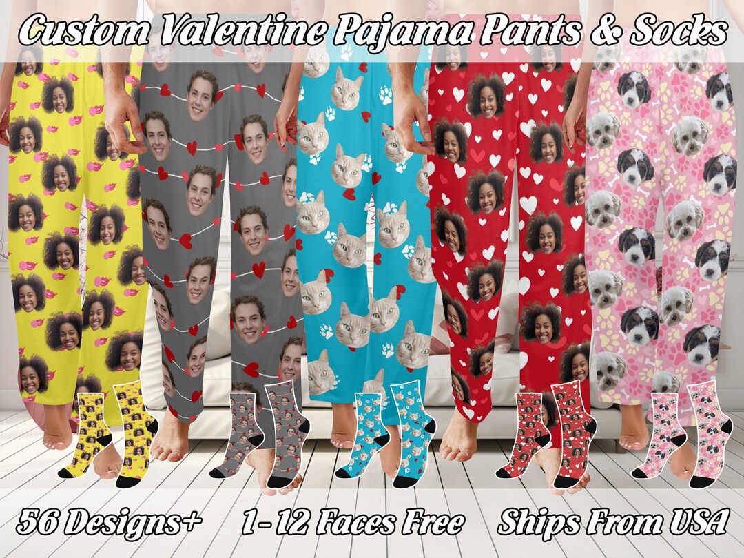 Personalized Face Pajamas, Valentine Gift, Custom Picture Pajamas ...