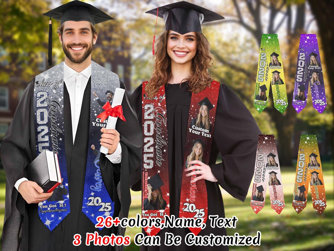 Custom Graduation Stoles for Friends, Class of 2025 for Student Grad ...