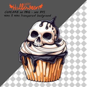 Halloween Watercolor Cupcake Clipart - 20 PNG | 300 DPI | Transparent ...